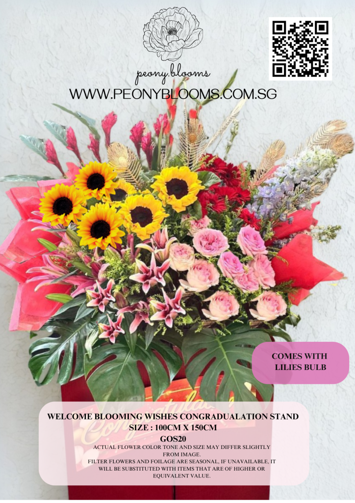 Welcome Blooming Wishes Congratulations Stand with Sunflowers